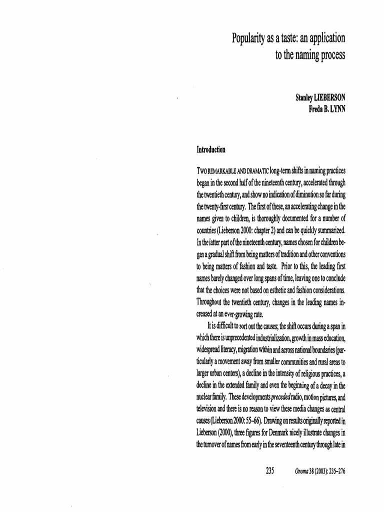 Popularity As A Taste - Stanley Lieberson | PDF