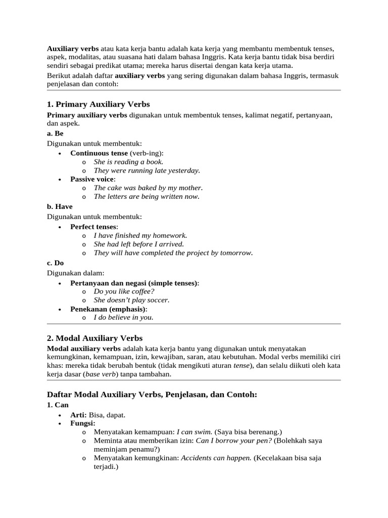 Auxiliary Verbs | PDF