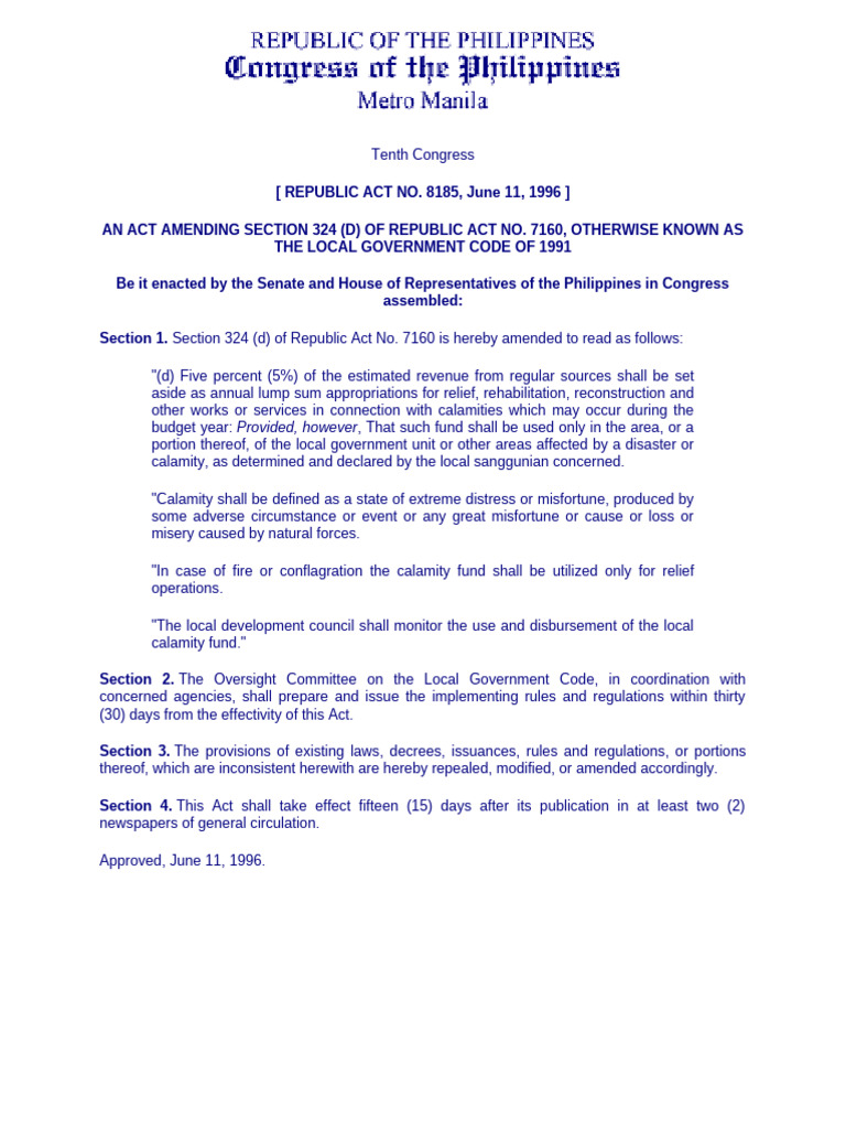 Amendment to Local Government Code | PDF