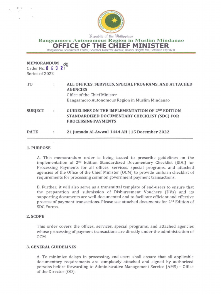 Memo Order No. 0692 S. 2022 | PDF