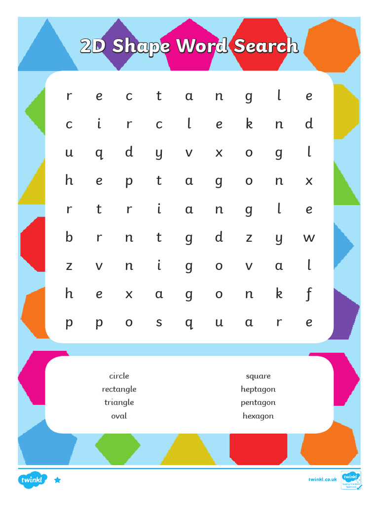 2D Shape Word Search | PDF | Shape | Geometric Shapes