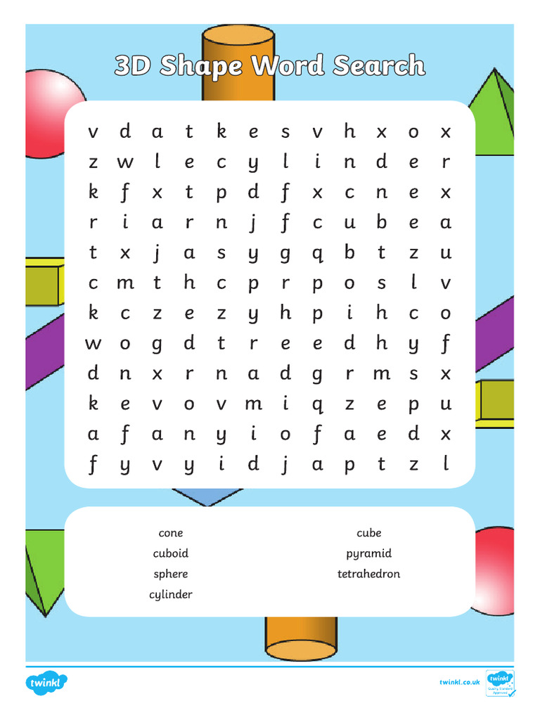 3D Shape Word Search | PDF
