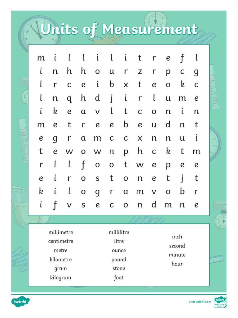 Units of Measurement Word Search | PDF