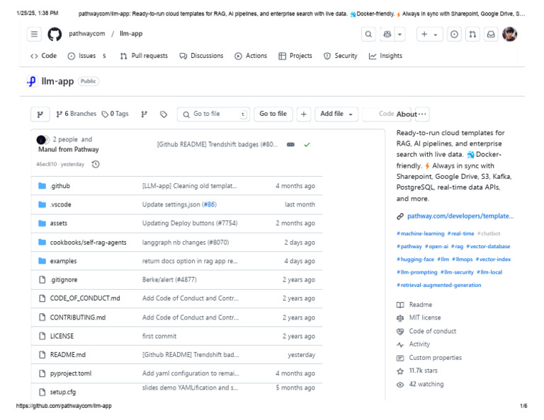 Llm-App: Pathwaycom Issues Pull Requests Discussions Actions Projects ...