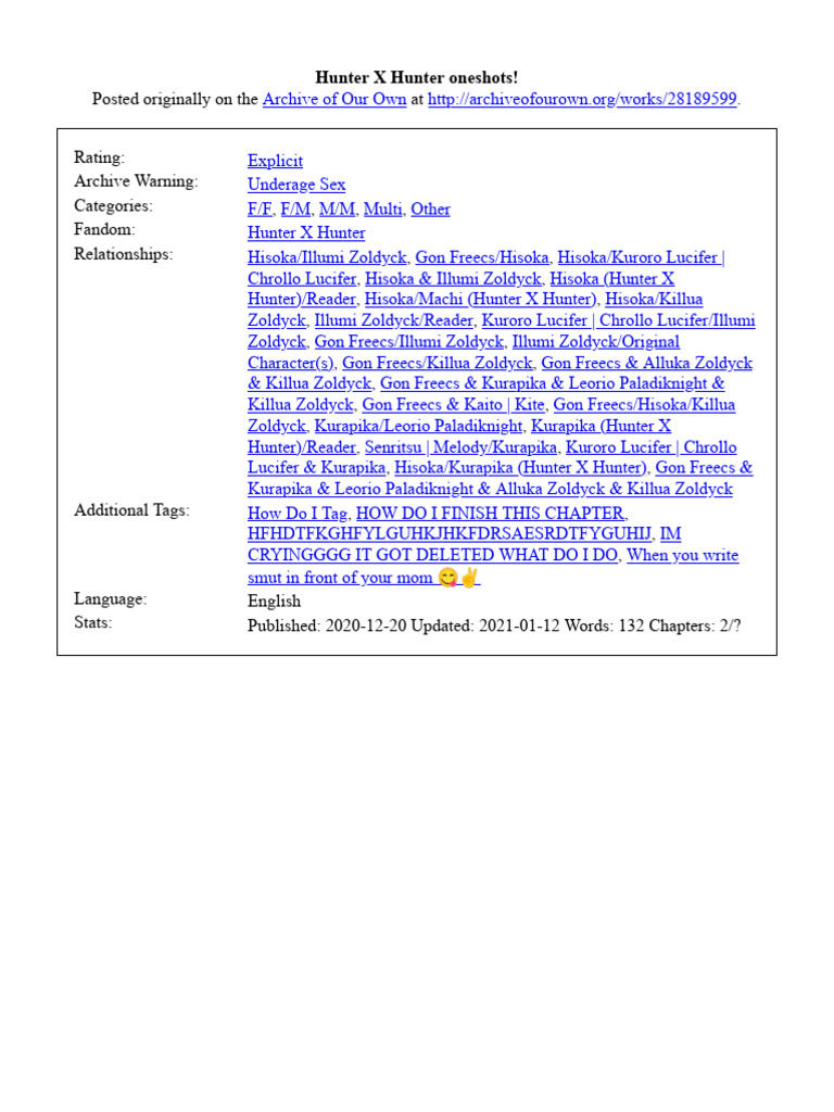 Hunter X Hunter Oneshots | PDF