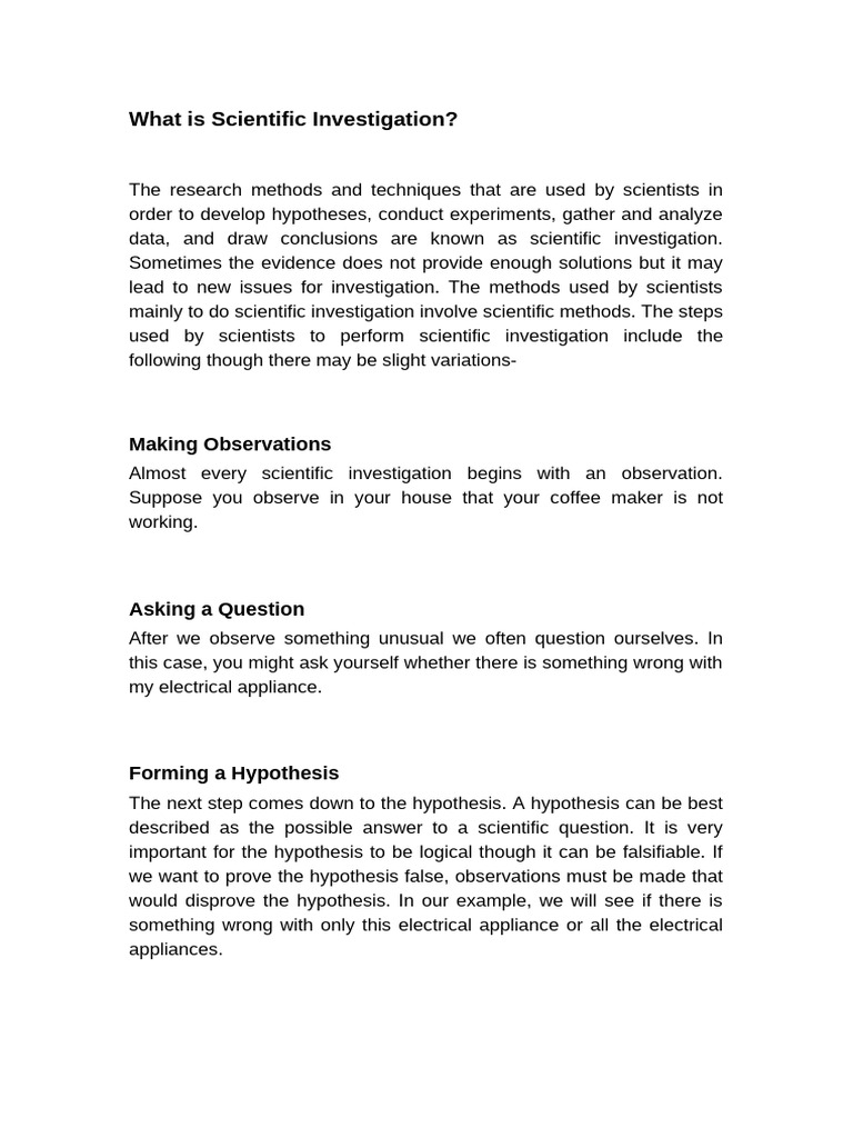 What Is Scientific Investigation | PDF | Hypothesis | Scientific Method