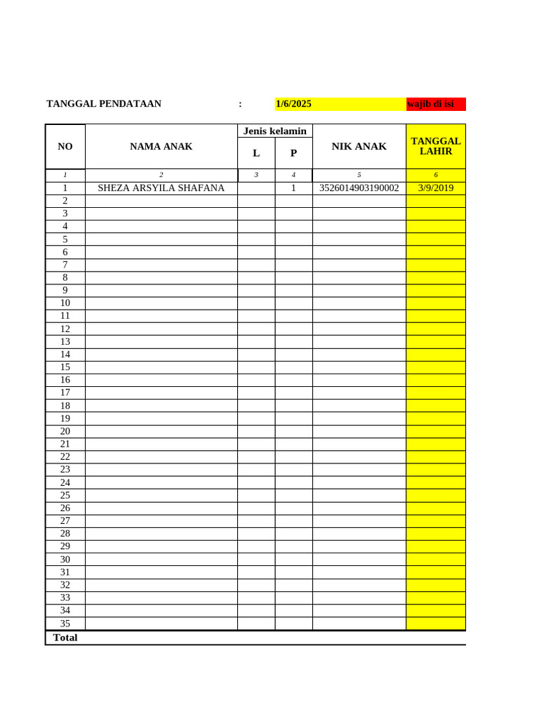 Format Pendataan Paud Ra Kec. Bangkalan | PDF