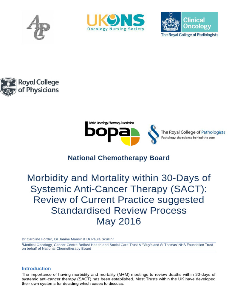 NCB 30-day SACT review | PDF | National Health Service | Oncology