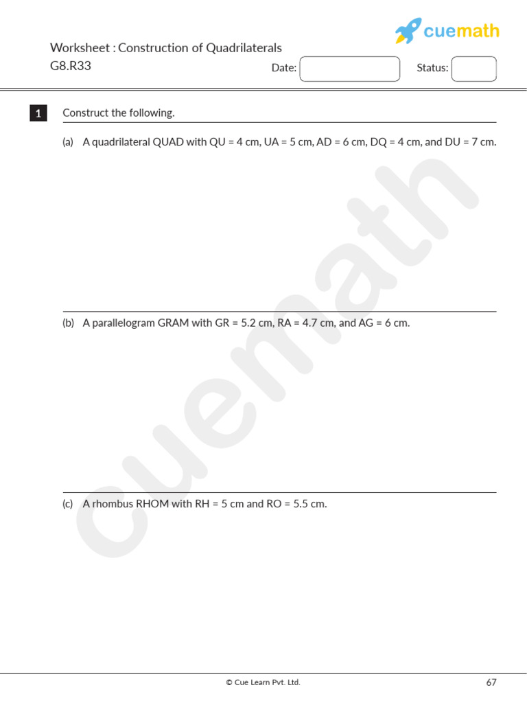 Quadrilateral Construction Worksheet | PDF