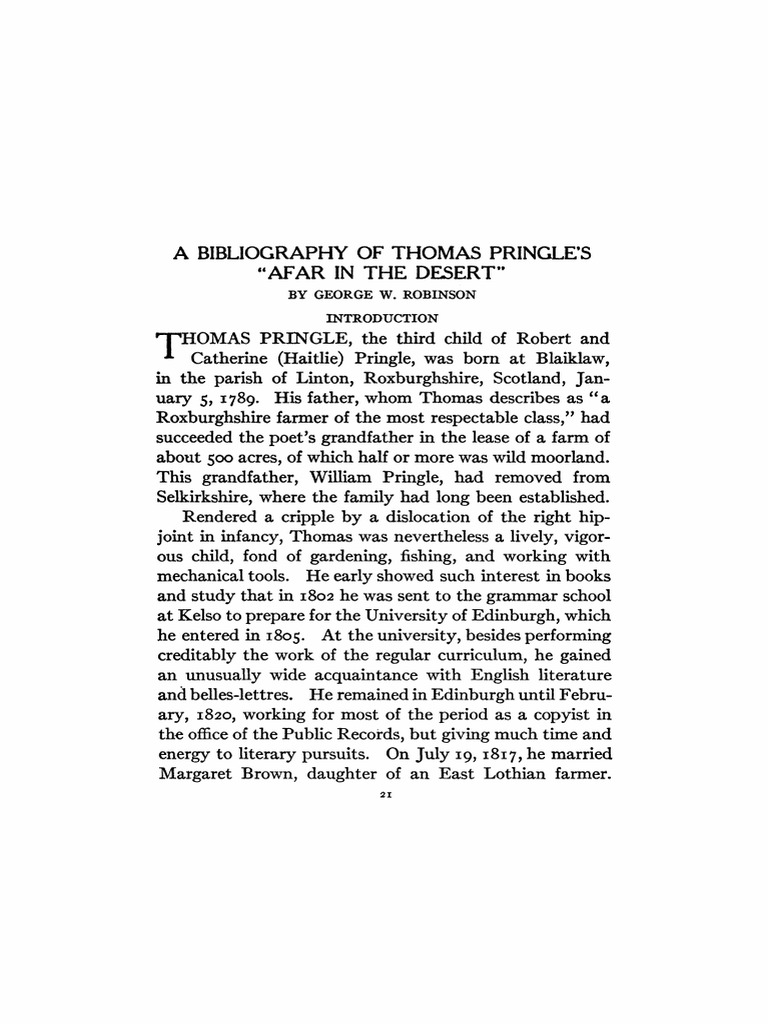 Thomas Pringle's Bibliography | PDF