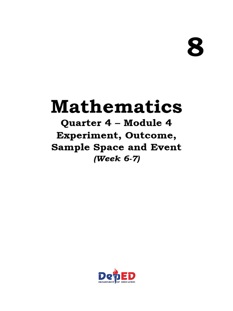 M4_Q4_MATH 8_Experiment, Outcome, Sample Space and Event | PDF
