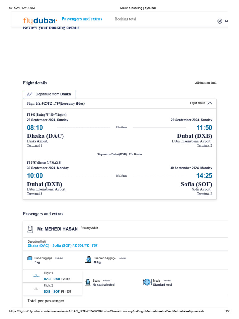 booking _ flydubai | PDF | Aviation | Airliner