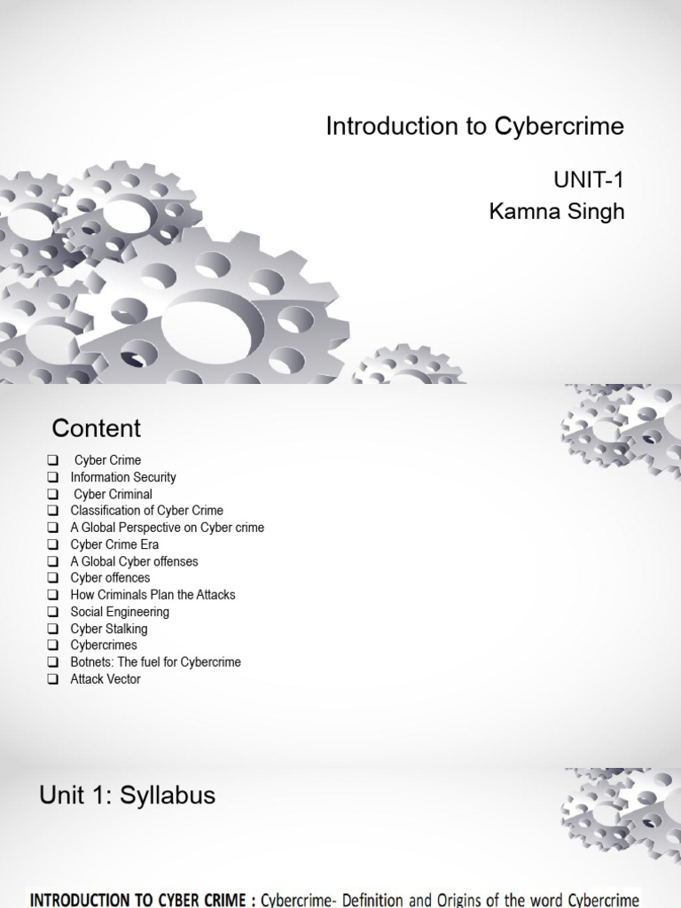 Introduction To Cybercrime (Unit-1) | PDF | Cybercrime | Security