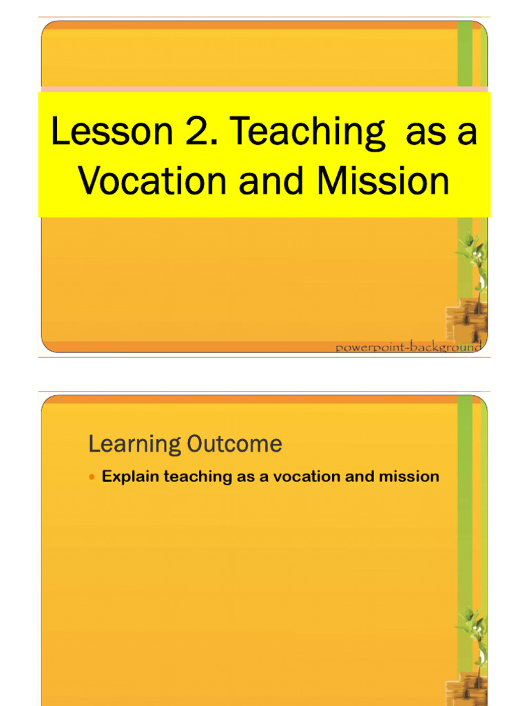 Lesson 1.2. Teaching As A Vocation and Mission | PDF | Teachers