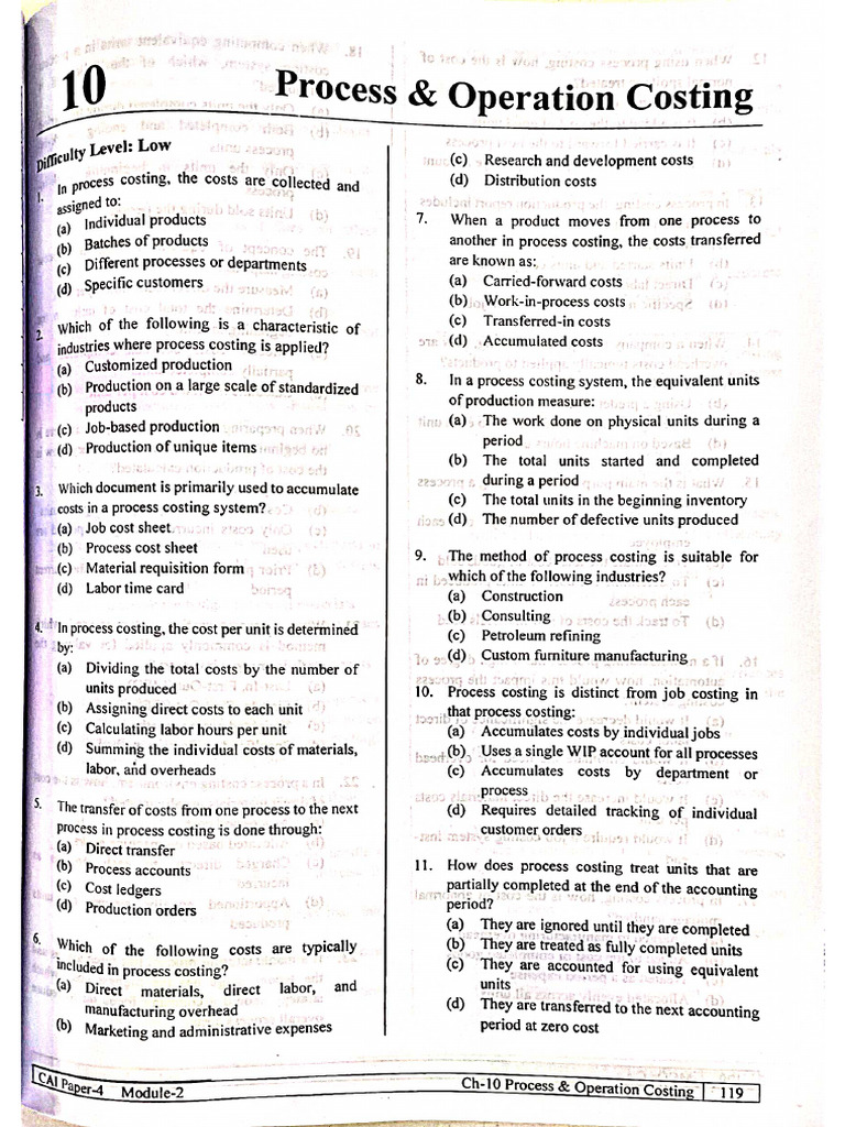 Chapter - 10Process & Operation Costing | PDF