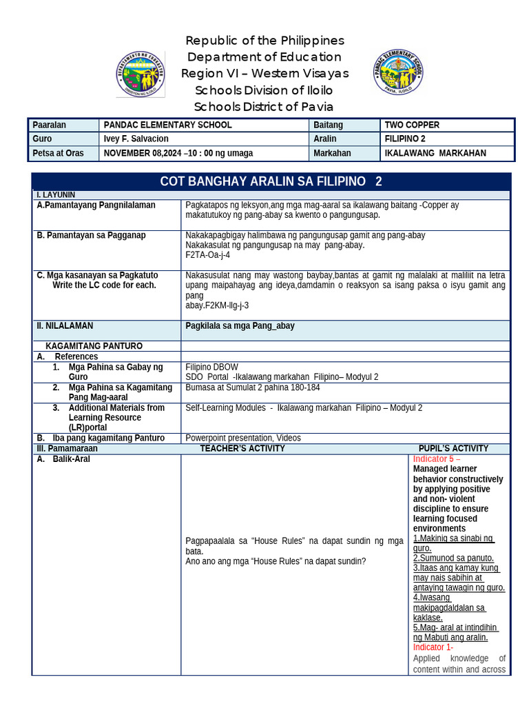 COT-Q2-W6-D4-FILIPINO-ivey (AutoRecovered) Final | PDF