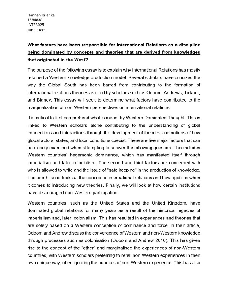 Annotated-Hannah Krienke INTR 3025 June Exam | PDF | Knowledge | Democracy