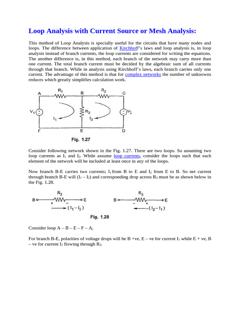 Loop Analysis With Current Source or Mesh Analysis | PDF | Electronic Circuits | Electrical Circuits