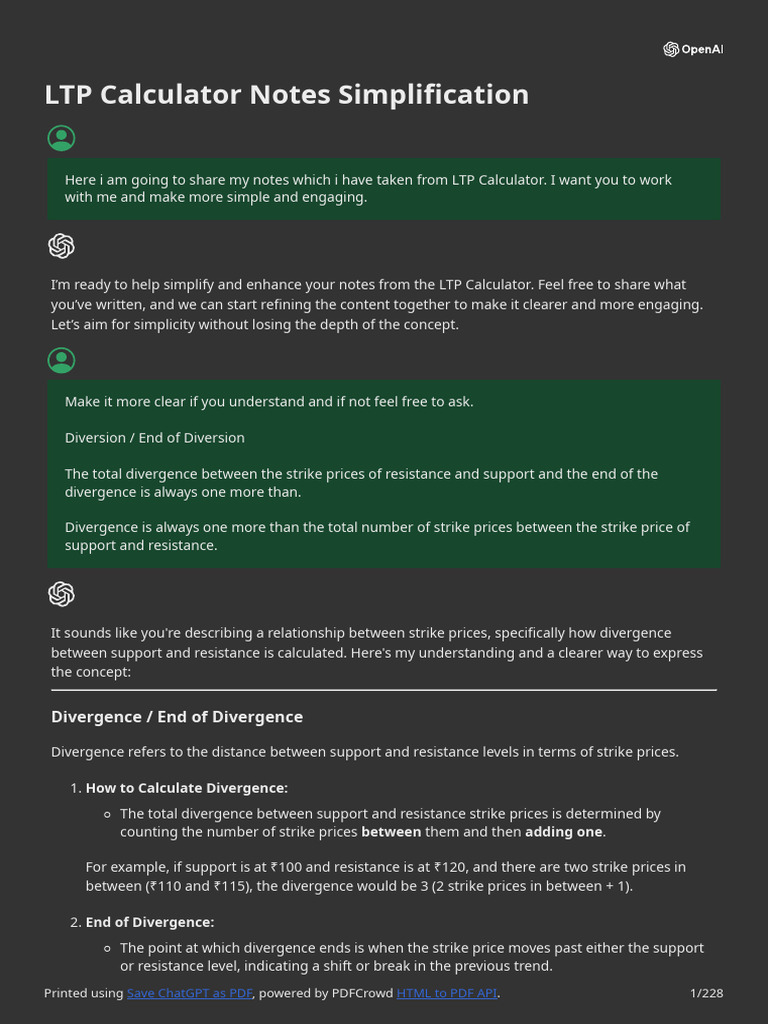 LTP Calculator Notes Simplification | PDF | Market Trend | Option (Finance)