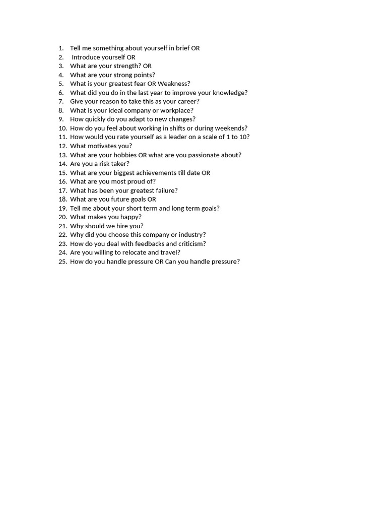 HR Questions | PDF