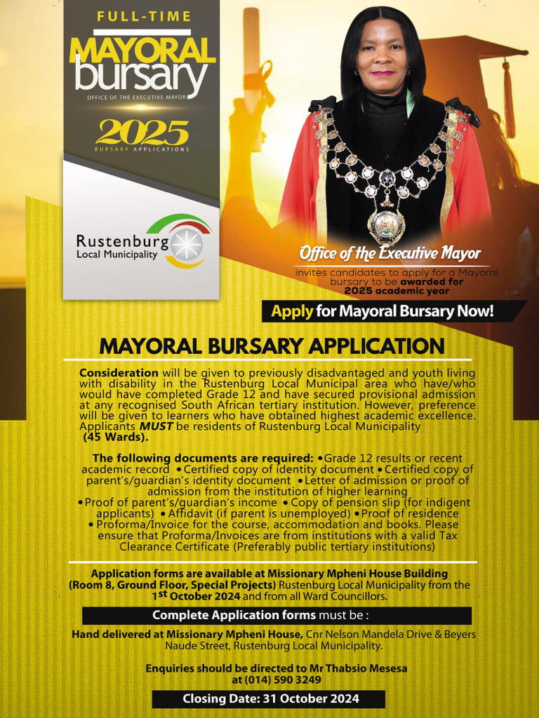 RLM Mayoral Bursary Advert 2025 | PDF