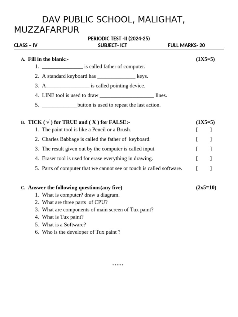 Class 4 ICT PT-II (2024-25) | PDF