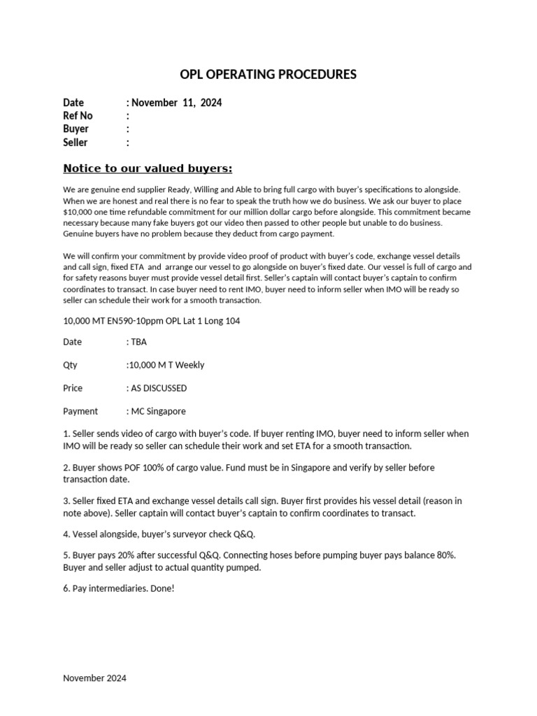 OPL Procedures - 035919 | PDF