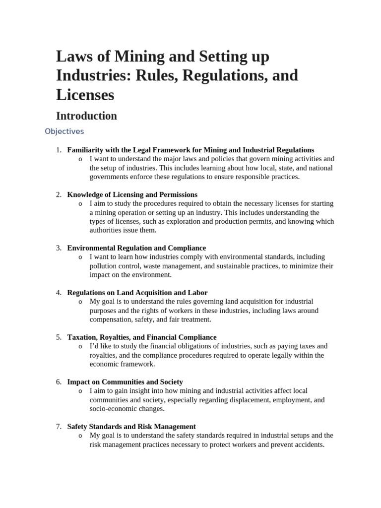 Mining Setup: Laws and Regulations | PDF | Mining | Surface Mining