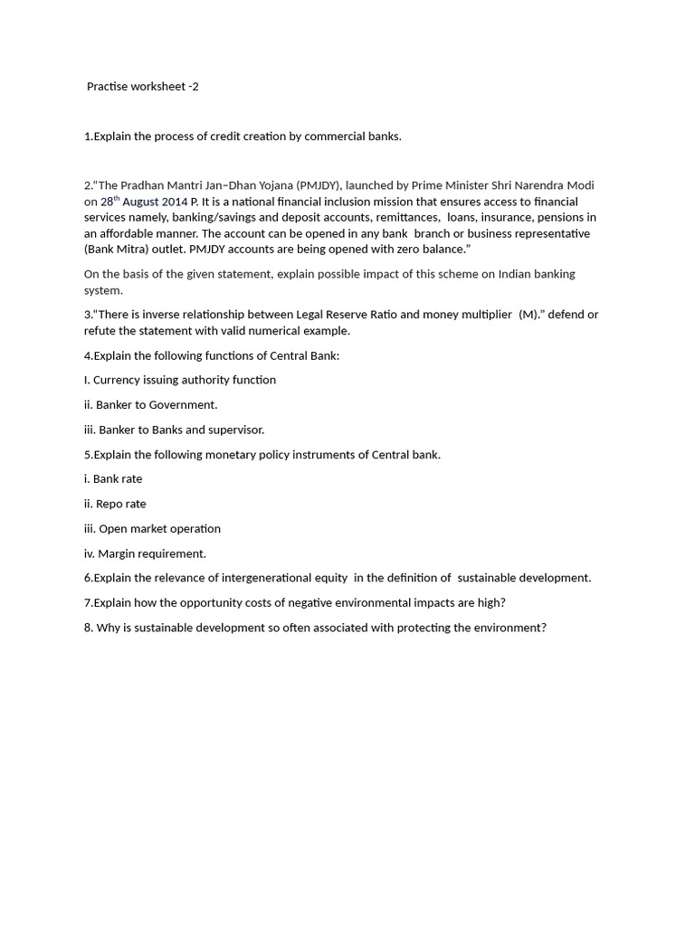 Practise Worksheet-2 | PDF