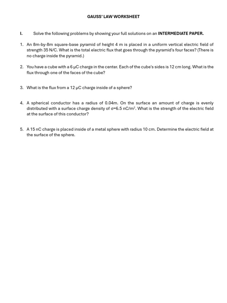 Gauss Worksheet | PDF