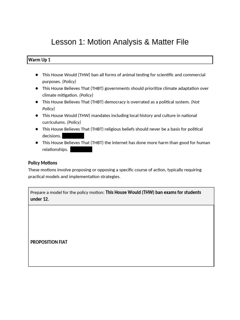 II - Motion Types - Matter File | PDF | Policy