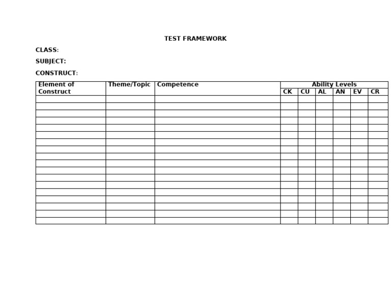 11 Test Frame Work Template | PDF