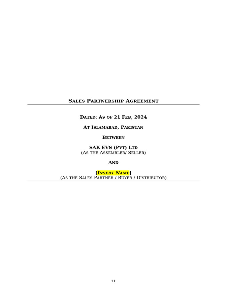 Sales Partnership Agreement | PDF | Sales | Mail