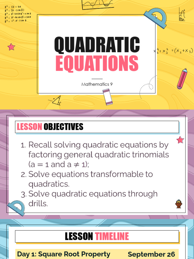 Q1_Lesson 6_Quadratic Equations (SRP and Factoring)_Day 4 | PDF