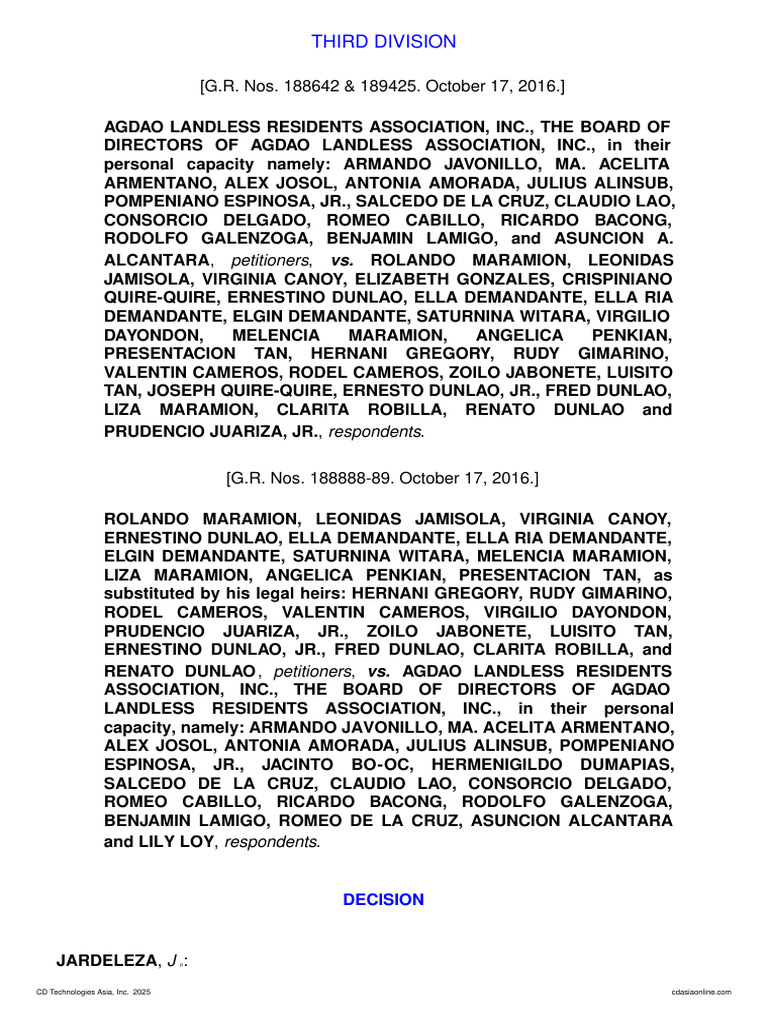 Agdao Landless Residents Association, Inc. v. Maramion | PDF | Lawsuit ...