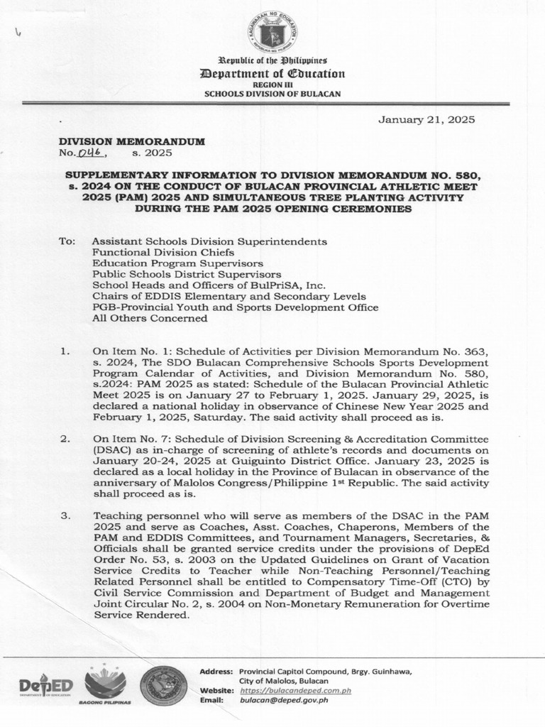 Division Memorandum No 046 S 2025 1 | PDF