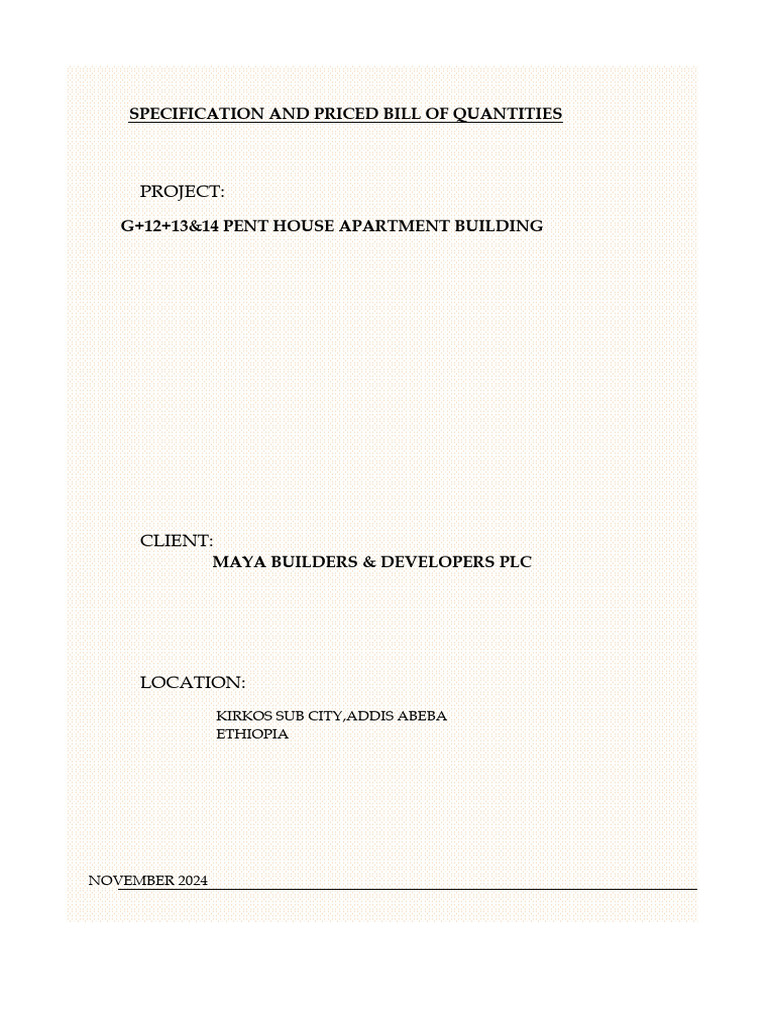 Maya Builders & Developers BOQ For Kefle Ketema | PDF | Concrete | Electrical Connector