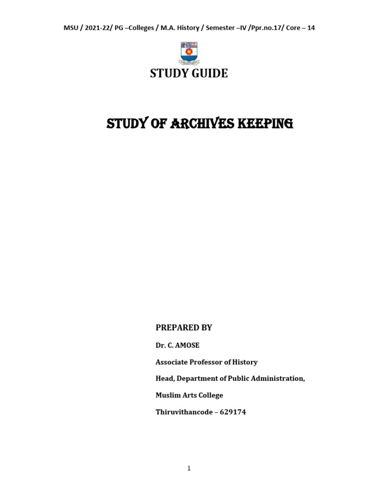 Archives Keeping Study Guide | PDF | Archive | Roman Empire