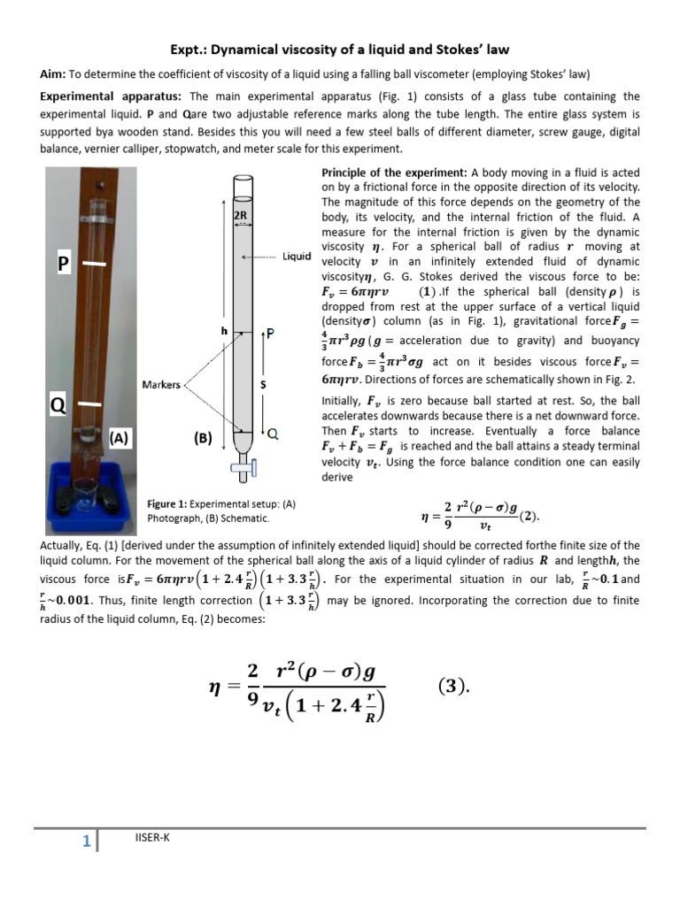 Measure Liquid Viscosity Using Stokes' Law | PDF | Force | Viscosity