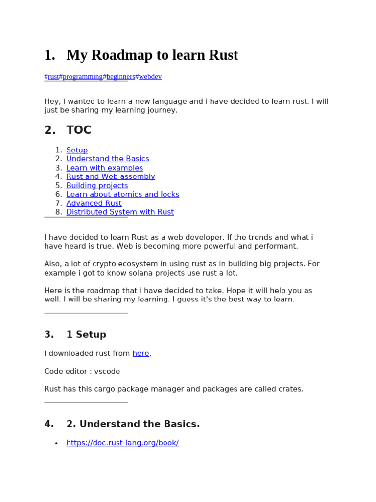 RUST Road Map | PDF | Distributed Computing | Computer Programming