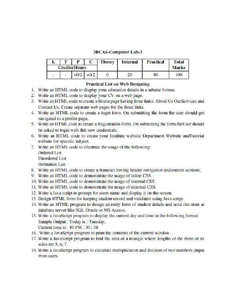 Bca III Sem Pr List New 2024 | PDF | Blender (Software) | 3 D Modeling