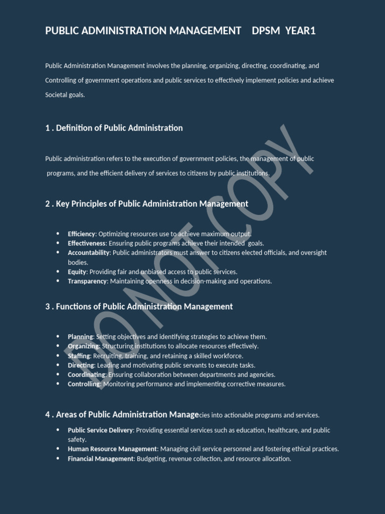 Public Administration Management Overview | PDF | Public Administration ...