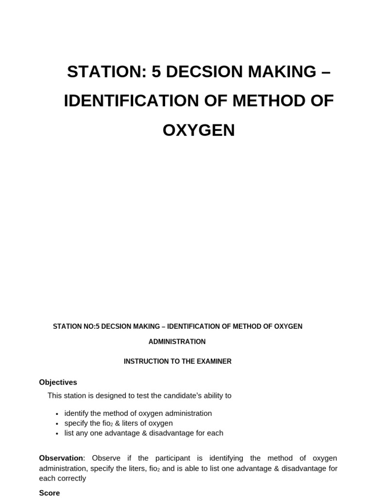 Administration of Oxygen | PDF