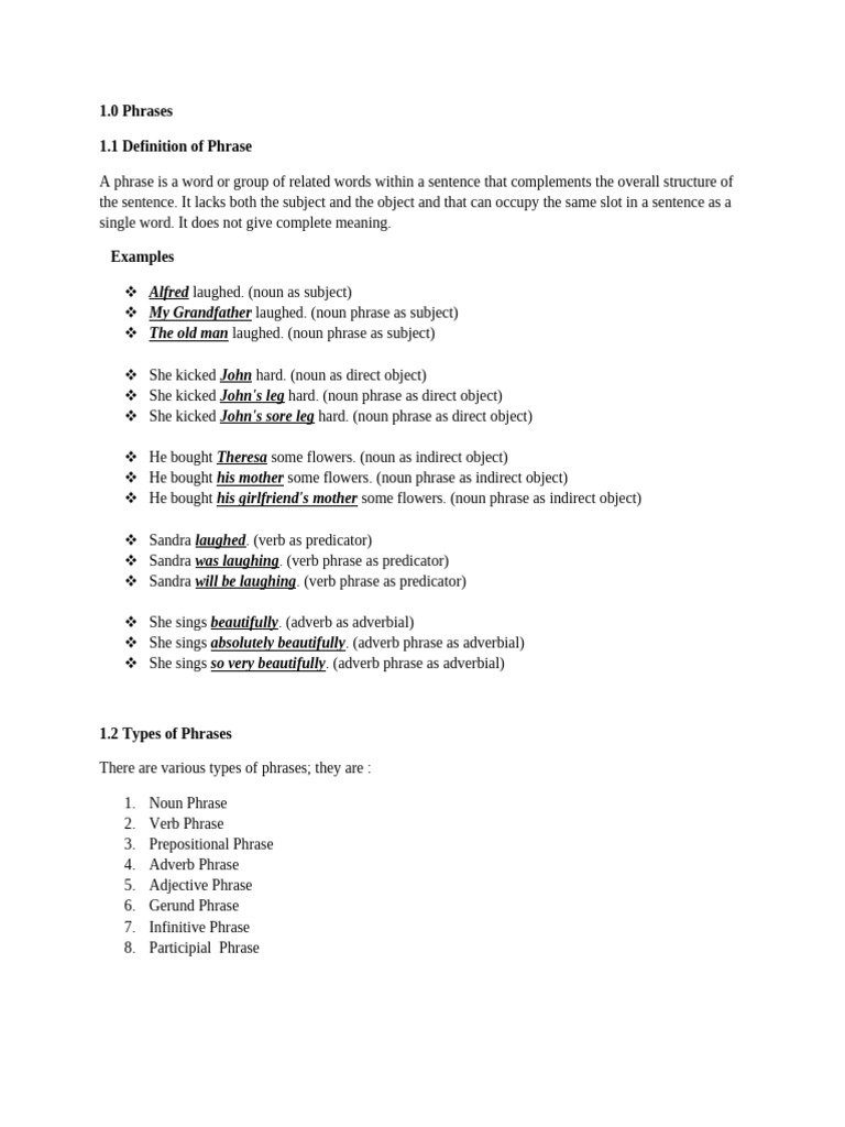 Lecture Note On Phrases and Clauses | PDF | Verb | Adverb