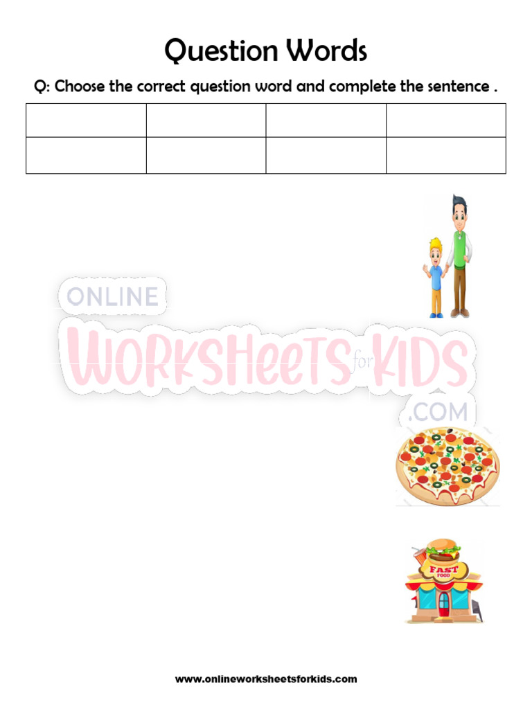 Question word Worksheet for grade 1-5 | PDF