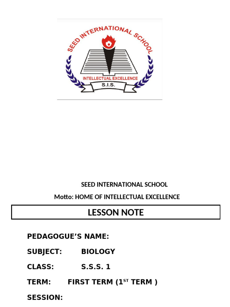 Lesson Note 1st Term Ss1 Biology | PDF | Crop Rotation | Pest (Organism)