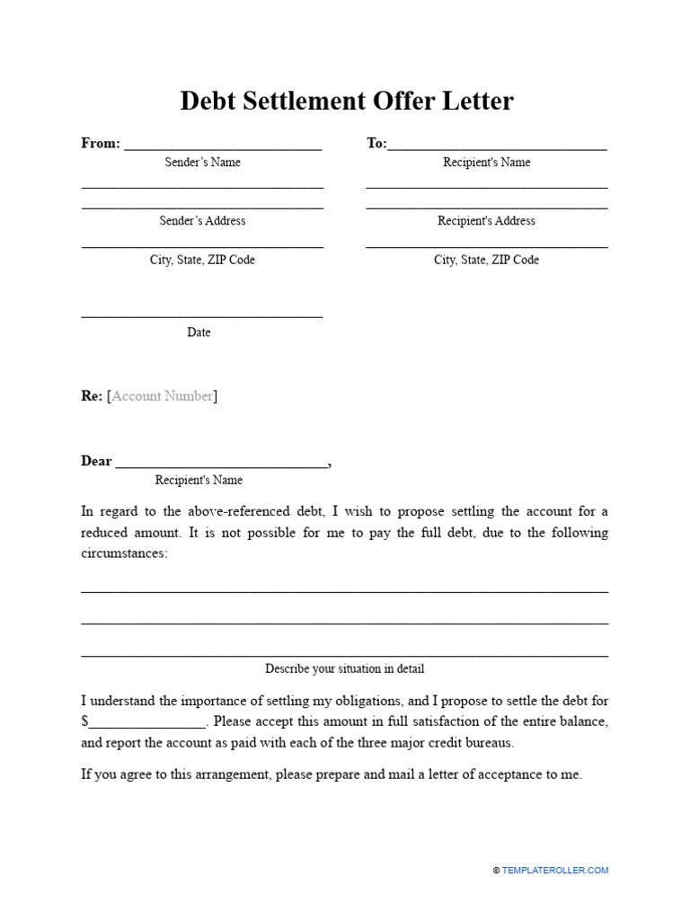 Main - Debt Settlement Offer Letter Template | PDF