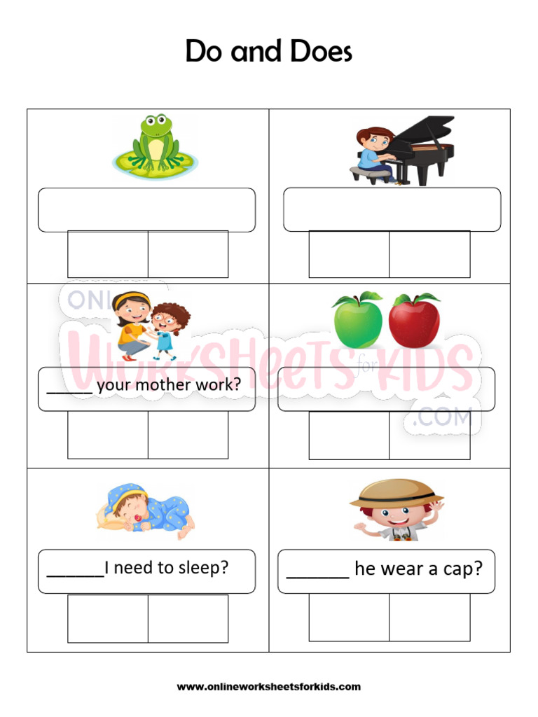 Do and Does Worksheets for grade 1-8 | PDF