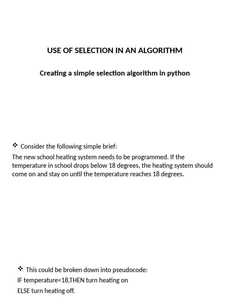 Python Selection Algorithm for Heating System | PDF