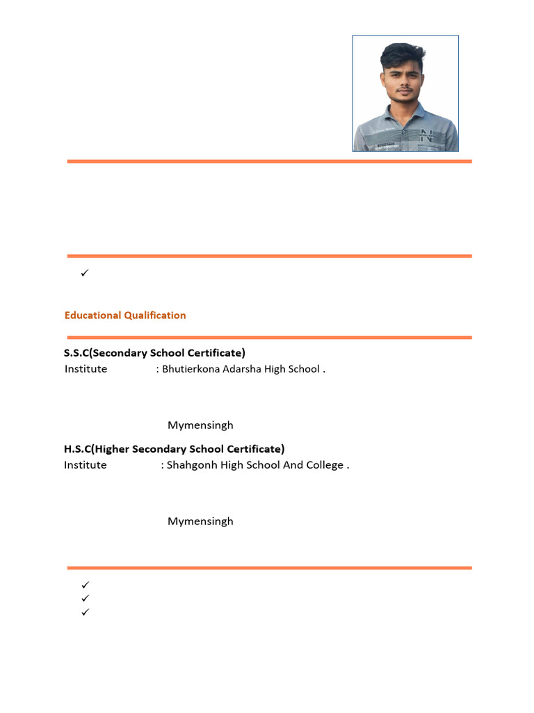 Resume of Md. Jhuman Mia | PDF